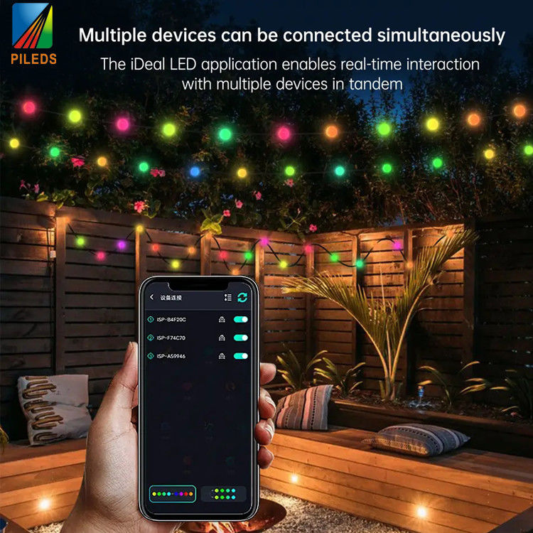 Waterproof IP44 LED Ball String Lights Remote Control For Outdoor ...